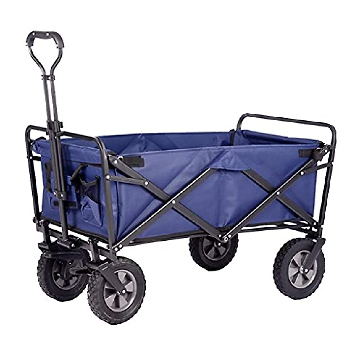 Suuim Collapsible Folding Wagon, Outdoor Folding Utility Wagon 4 Wheeled Folding Camping Cart, Utility Garden Trolley, Portable Outdoor Handcart with Brake,