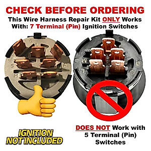 HD Switch Starter Ignition Switch Wire Harness Repair Kit Replaces John Deere Mowers LA100 LA105 LA110 LA115 LA120 LA125 LA130 LA135 LA140 LA145 LA150 LA155 LA165 LA175 Garden Tractor