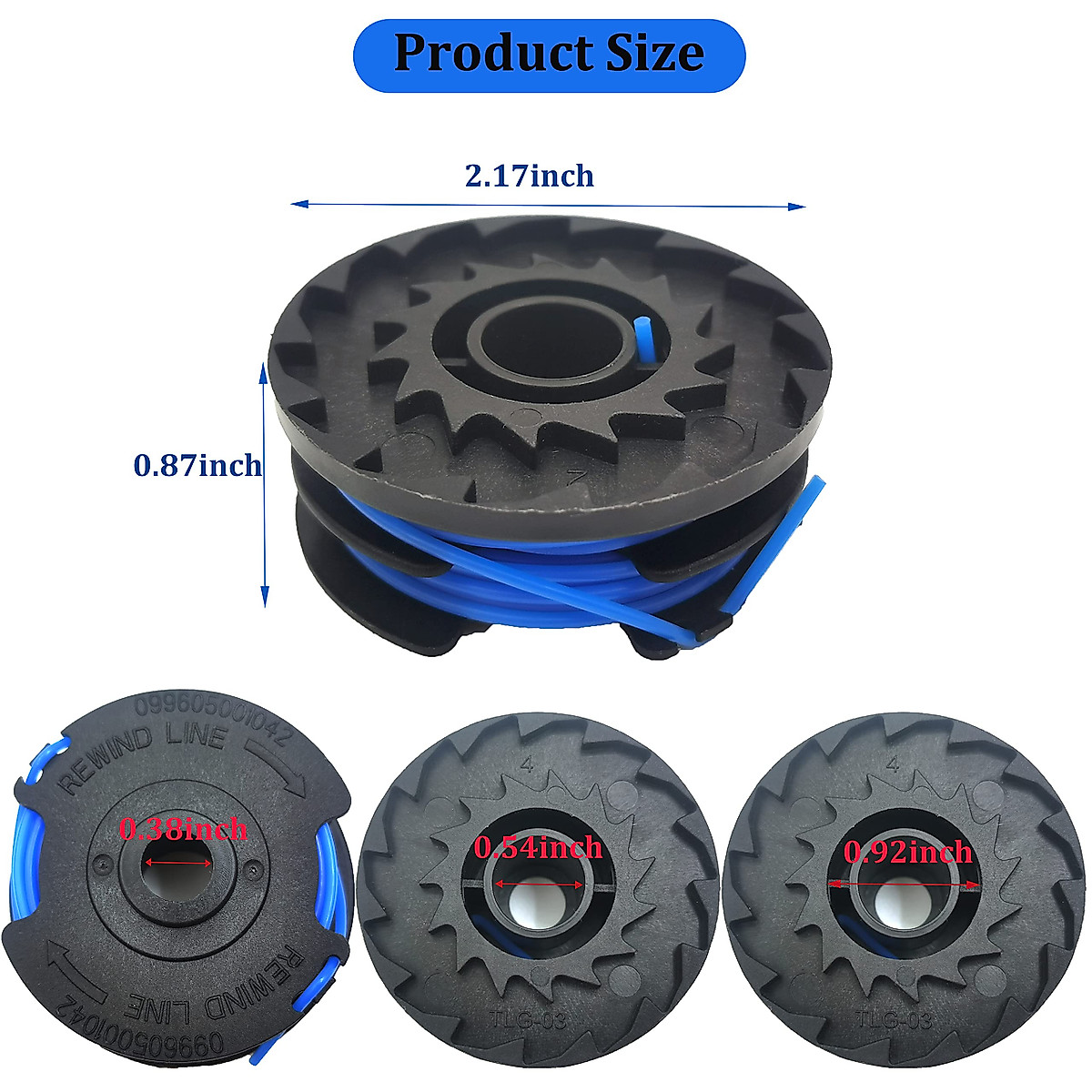 QUASION KST-120X Weed Eater String Trimmer Line 0.065" 20Ft 6-Pack,Compatible with Kobalt KST 120X-06 Electric Weed Wacker String Trimmer Spool,Pre-Wound Dual Line