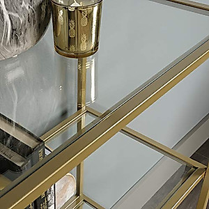 Sauder 421434 International Lux Bookcase, L: 30.0" x W: 14.49" x H: 70.87", Satin Gold Finish