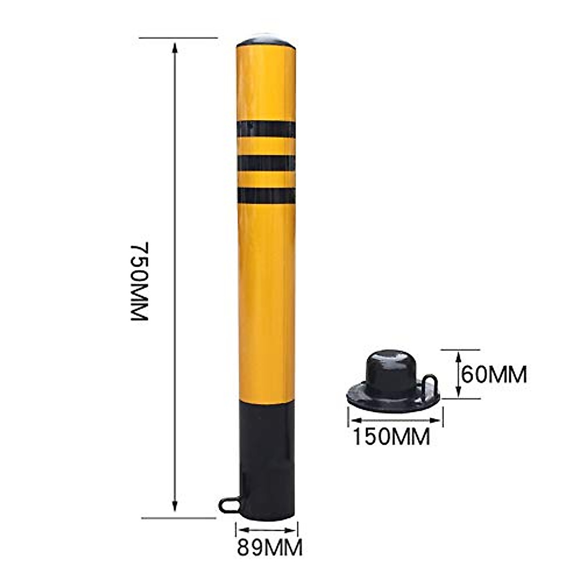 CAIMIAO Galvanized Steel Pipe Car Parking Space Lock,Anti-Rust/Black Yellow/76×500MM