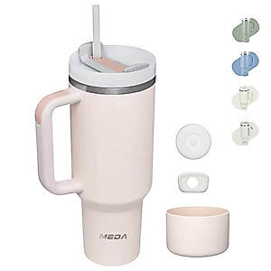 MEDA Tumbler with Lid & Straw 40oz | Leak Proof,Insulated, Reusable Travel Coffee Mug Stainless Steel | Includes Tumbler Accessories Straw Cover + Silicone Boot for Water,Iced Tea,Coffee (Rose, 40oz)