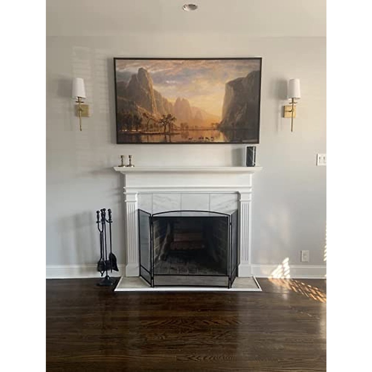 Rocky Mountain Goods 5 Pcs Fireplace Tool Set Black 31” Large - Shovel, brush, poker, tongs, stand - Heavy duty wrought iron tools with decorative finish - Ergonomic Ball handles