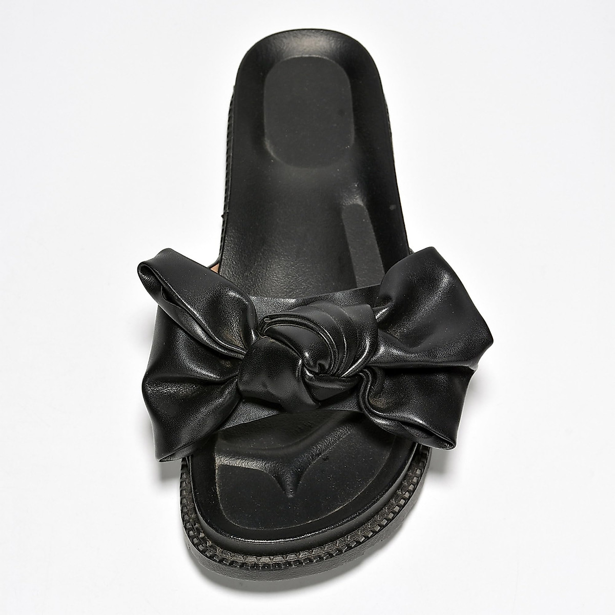 Cape Robbin Feelin Sandals Slides for Women, Womens Mules Slip On Shoes with Bow - Black Size 9