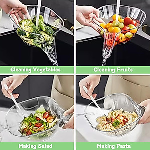 Yamjug Drainage Basket, 3 Pack 2024 Upgrade Drain Basket Funnel Multi-functional Drain Basket [30% Thicker] Removable Plastic Strainer Bowl Food Drainer for Food Fruits Pasta