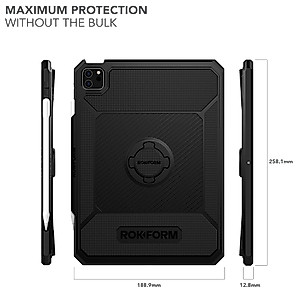 Rokform – Rugged iPad Case 10.9-11 Inch, Magnetic Case with RokLock Twist Lock, Compatible with iPad Air 5 (2022), iPad Air 4 (2020), and The iPad Pro 11” 5th/4th/3rd gen (2021/2020/2018) - Black