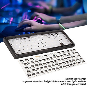 Pomya DIY Mechanical Keyboard Kit, 67 Keys Modular Mechanical Keyboard, Wired Switch Hot Swap RGB Backlit Support 5pin 3pin Switch Gaming Keyboard(Black)