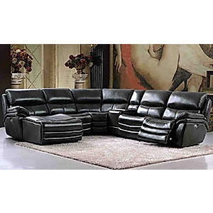2711 Leather Left Hand Facing Sectional Sofa in Dark Gray