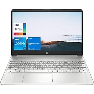 HP 15 Notebook Laptop, 15.6" FHD Display, Intel Core i5-1135G7, 16GB DDR4 RAM, 512GB PCIe NVMe SSD, Webcam, Wi-Fi, Bluetooth, Windows 11 Home, Silver