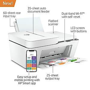 HP DeskJet Plus 4155 Wireless All-in-One Printer | Mobile Print, Scan & Copy | HP Instant Ink Ready | Auto Document Feeder (3XV13A) (Renewed)