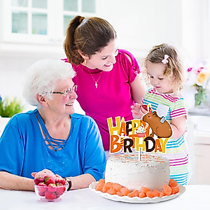 Brown Glitter Happy Birthday Cake Topper Pet Capybara Theme Decor Supplies Baby Shower Boys Girls Happy Birthday Party Decorations