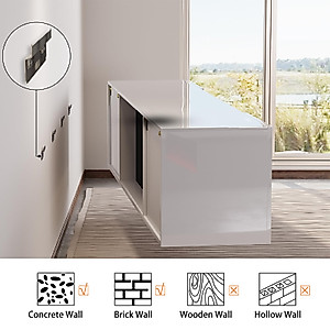 AMERLIFE Floating Fireplace TV Stand, Wall Mounted Mirrored Entertainment Center with 40" Electric Fireplace, Modern LED Lights Media Console for TVs Up to 90", White