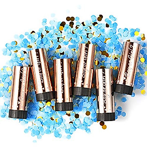 Lezero Baby Gender Reveal Confetti Cannon, 6 Pack Mini Confetti Cannons for Boy or Girl Gender Reveal Surprise Party Supplies, Easy to Portable and Use, Hide Tips Stickers Include - Blue