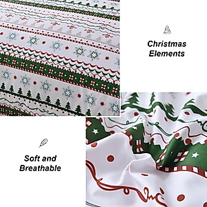 Dinjoy Christmas Comforter Set King Size, Green White Snowflake Christmas Tree Printed Pattern Holiday Bedding Set 3 Pieces, Soft Microfiber Xmas Holiday New Year Gift Bed Comforter 104" x 90"