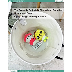 FANKANG Storage Basket, Nursery Hamper Canvas Laundry Basket Foldable with Waterproof PE Coating Large Storage Baskets for Kids Boys and Girls, Office, Bedroom, Clothes,Toys（Love Elephant）