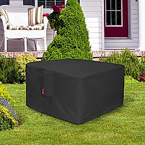 Gas Fire Pit Cover Square-Premium Patio Outdoor Cover Heavy Duty Fabric with PVC Coating,100% Waterproof,Anti-Crack,Fits for 29”,30 inch,31 inch,32 inch Fire Pit/Table Cover (32”L x 32”W x 24”H,Black)