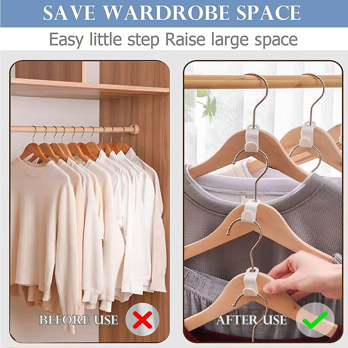 Clothes Hanger Connector Hooks,50 Pcs Hanger Hooks,Hanger Extender Clips, Cascading Clothes Hangers for Heavy Duty Space Saving Cascading Connection Hooks Clip for Closet Wardrobe Organiser(50PWhite)