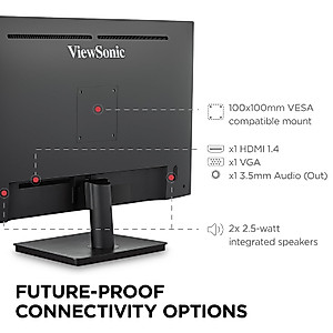 ViewSonic VA3209M 32 Inch IPS Full HD 1080p Monitor with Frameless Design, 75 Hz, Dual Speakers, HDMI, and VGA Inputs for Home and Office,Black