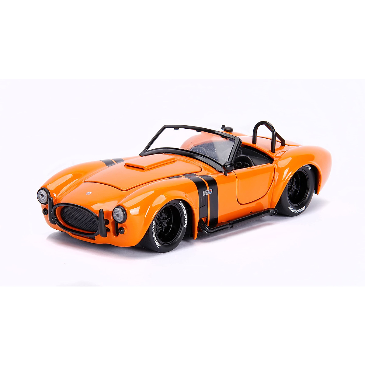 Jada 1965 Shelby Cobra 427 S/C Orange with Black Stripes Bigtime Muscle 1/24 Die-cast Model Car 30531, Yellow