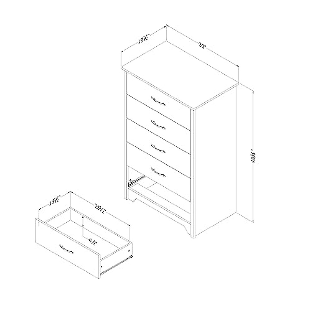 South Shore Fusion 5-Drawer Chest, Pure White