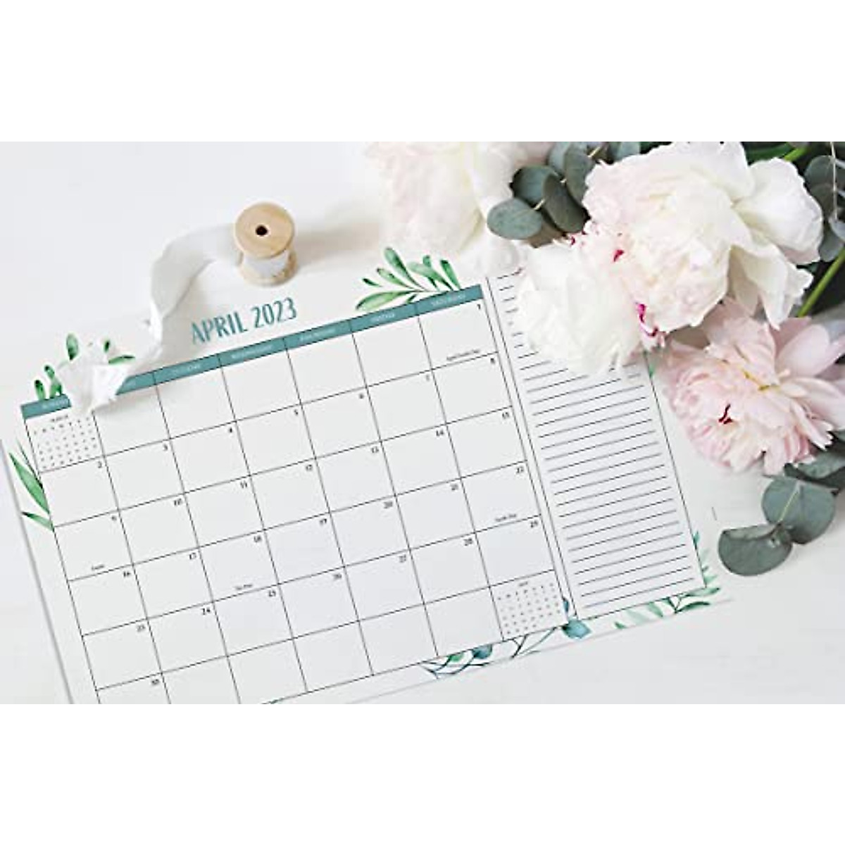 Aesthetic 2023 Greenery Desk Calendar - Runs Until July 2024 - 17"x11" Desktop/Wall Calendar for Easy Organizing