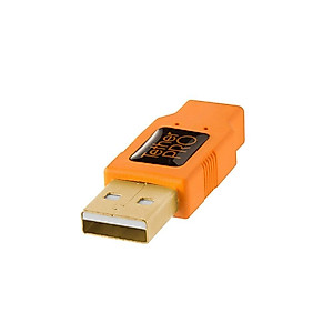 Tether Tools TetherPro USB 2.0 to Mini-B 8-Pin Cable | for Fast Transfer Between Camera and Computer | High Visibility Orange | 15 Feet (4.6 m)