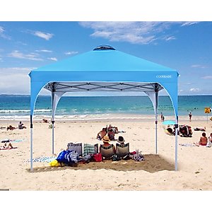 COOSHADE Pop Up Canopy Tent,Easy Setup Instant Sun Protection Beach Shelter,Portable Sports Cool Cabana(Sky Blue)
