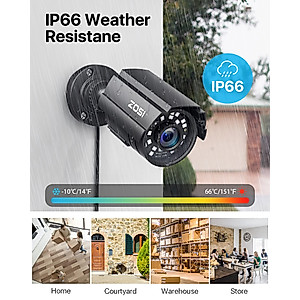 ZOSI 5MP Lite Home Security Camera System with 1TB Hard Drive,8CH H.265+ CCTV DVR,8pcs 1080P 1920TVL Weatherproof Surveillance Cameras,80ft Night Vision,Motion Alert,Remote Access for 24/7 Recording