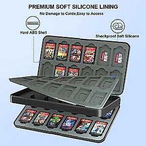 Paobas 48 Slot Game Card Case for Nintendo Switch Game Cards and Mirco SD Memory Cards, Portable Switch Lite/OLED Game Memory Card Storage Holder
