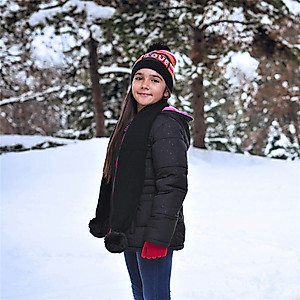 Swak Girls Hat,Scarf & Glove Set-Kids Cold Weather Winter Accessories-Childrens 3 Pc Beanie set-Big Girls Hat Scarves & Glove