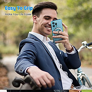 WixGear Magnetic Phone Grip, Magnetic Phone Ring Holder with Adjustable Kickstand, Compatible Only with iPhone 13, 12/12 Pro / 12 Pro Max / 12 Mini (Silver)