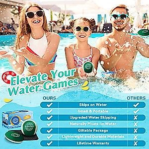 BallFUN Water Skipping Balls for Beach Toys, Pool Balls for Swimming Pool, Splash Water Bouncing Balls for Pool Games with Friends and Family, Wave Jumper Balls for Summer Beach Pool River Lake