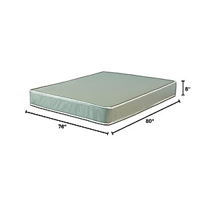 Treaton, Pressure Relieving & Cooling Tight Top Pocket Coil Hybrid King Mattress - 8-inch Water Proof Vinyl Medium Firm Mattres, Great for Hospital and Institutional Use, Bed in Box, Green