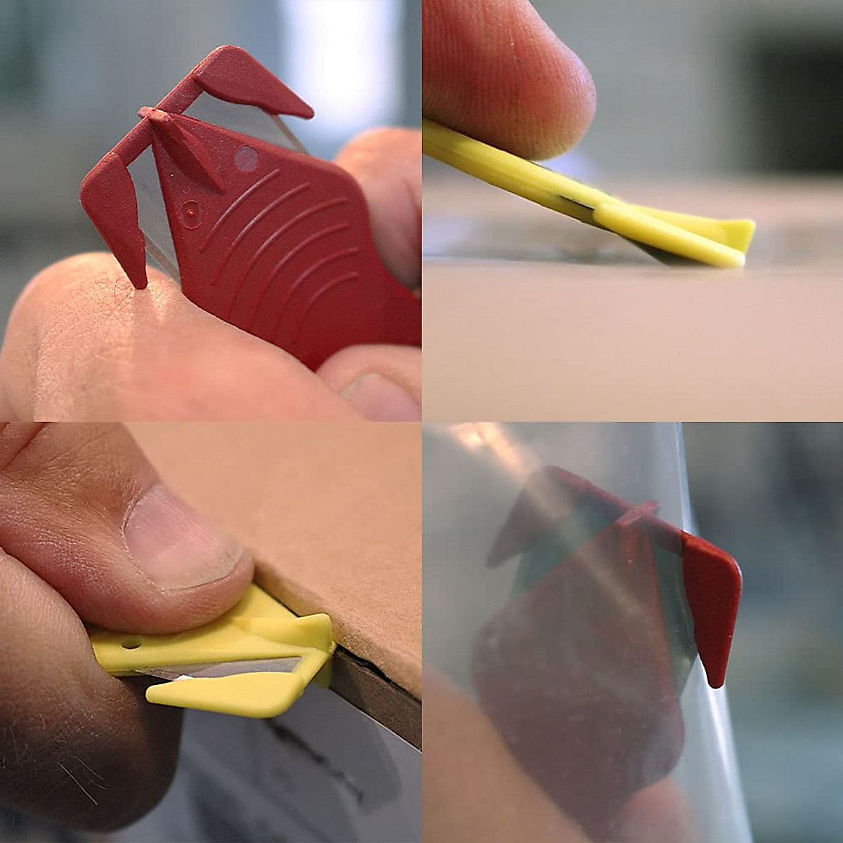 Cardinal Cutter Safety Box Cutter, Cardboard, Shrink Wrap, Plastic Banding & Packaging, Film, Seatbelts, Twine, Bags, Zip Ties - Made In USA - Carbon Steel Blade - Disposable/Recyclable (5, Yellow)