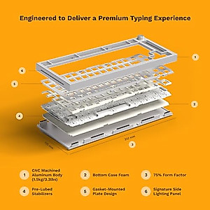 Glorious Modular Mechanical Gaming Keyboard Barebones/Pre Built/Black and White (Barebones (White))