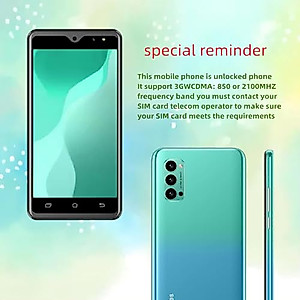 1G RAM 4G ROM，X11 aderroo Android Smartphone, 5.0-inch Screen，Front and Rear Cameras，Only Supports Dual SIM Card Frequency Band of 3GWCDMA：850/2100MHZ，Unlocked Cell Phone（Blue-Green）