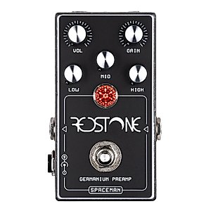 Spaceman Redstone: Germanium Preamp Guitar Effects Pedal - Silver Standard Edition with Volume, Gain and 3-Band Tone Stack Controls