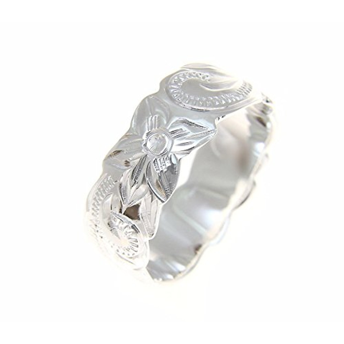 Arthur's Jewelry Sterling silver 925 Hawaiian 8mm ring plumeria flower scroll scallop cut out size 4