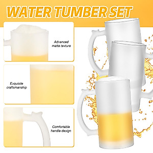 Mifoci 6 Pcs Beer Mugs for Sublimation 16 oz Glass Cups Can Add Photo Text or Images on Personalized Beer Glass for Husband Dad Men for Father's Day Oktoberfest Wedding Gift (Frosted)