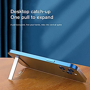 Wansurs [2 Pack] Mini Phone Kickstand Ultra-Thin Silver Cell Phone Stick Stand, Folding Invisible Portable Metal Cell Phone Stand Holder for Desk