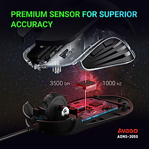 ABKONCORE AM6 AM8 Gaming Mouse 4Dpi Levels (800, 1600, 2400, 3200) I Programmable Buttons I Wired Ergonomic USB Mouse (M30)