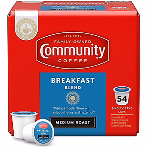 Community Coffee Breakfast Blend 54 Count Coffee Pods, Medium Roast, Compatible with Keurig 2.0 K-Cup Brewers, 1 Box of 54 Pods