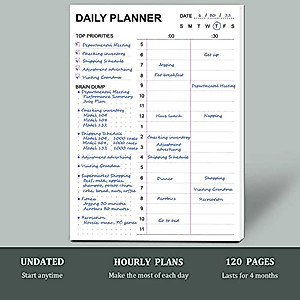 Tiankool To Do List Notepad - Daily To Do List with Priorities, Hourly Scheduler and Notes - Daily Planner Notepad for Work, Study, Appointments, 60 Tear Off Sheets Planning Pad, 7x10 Inch