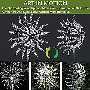 Metal Windmills for The Yard, Decrotive Windmill, Yard Wind Spinners Metal, for Yard and Garden, Wind Catchers Metal Outdoor Patio Decoration,Golden