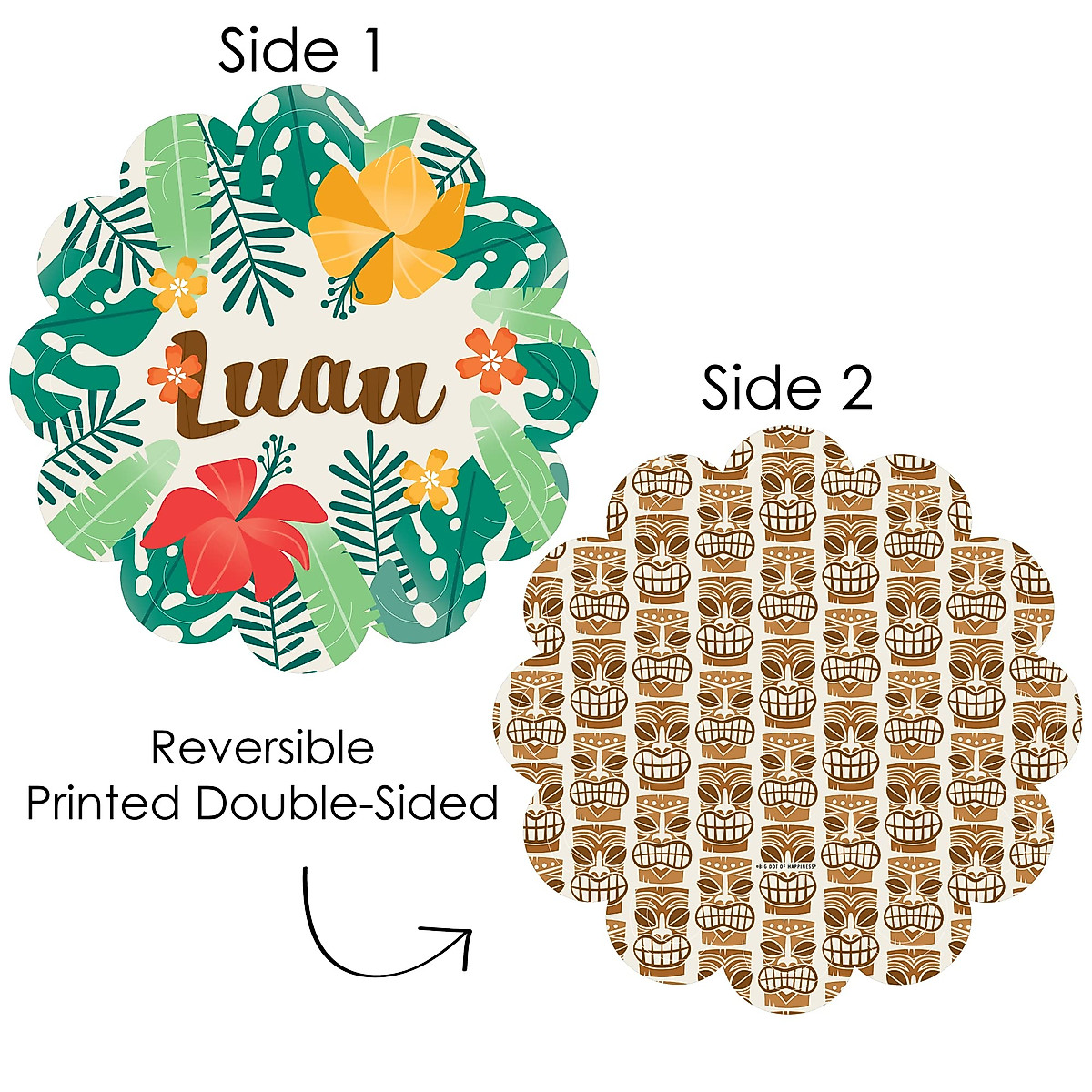 Big Dot of Happiness Tropical Luau - Hawaiian Beach Party Round Table Decorations - Paper Chargers - Place Setting for 12