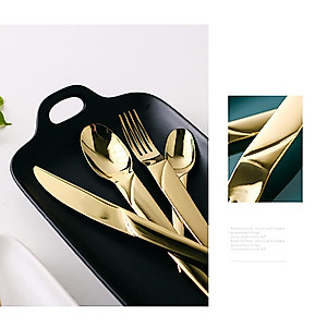 Taiyoko Silverware Set Pink Gold Flatware Unique 24-Piece Stainless Steel Black Cutlery Mirror Polished Kitchen Utensils Tableware Service with Steak Knives Dinner Fork Knife Spoon