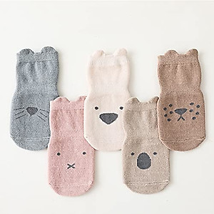 Adeimoo Baby Girls Cartoon Non-Slip Socks Baby Toddler Cotton Warm Grip Socks Anti Skid Socks for Infant Little Kids 0-12 Months