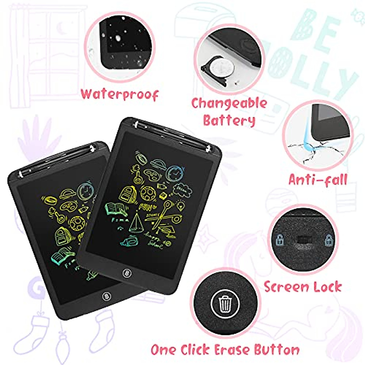 LCD Writing Tablet for Kids, Doodle Board, Drawing Tablet for Kids, 10 inch Toys for Toddler Girls/Boys Learning Drawing Toy for 4 5 6 7 Years Old Kids (Black)