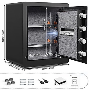 Kavey 2.0 Cub Safe Box, Home Safe with Backlit Touch Screen Keypad and Dual Alarm System, Money Safe With Mute Function and LED Light, Safe for Home Hotel Office