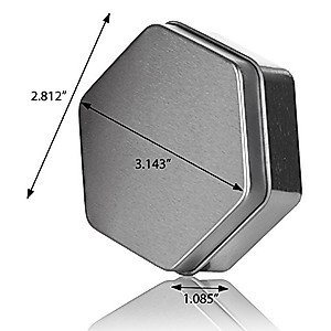 Hexagon Steel Metal Tin Container with Slip Cover Lid (12 PACK) - holds approx. 2 fl oz